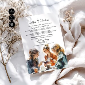 Book Club Meeting Invitation Template, Coffee Catch Up, Bookclub Party ...