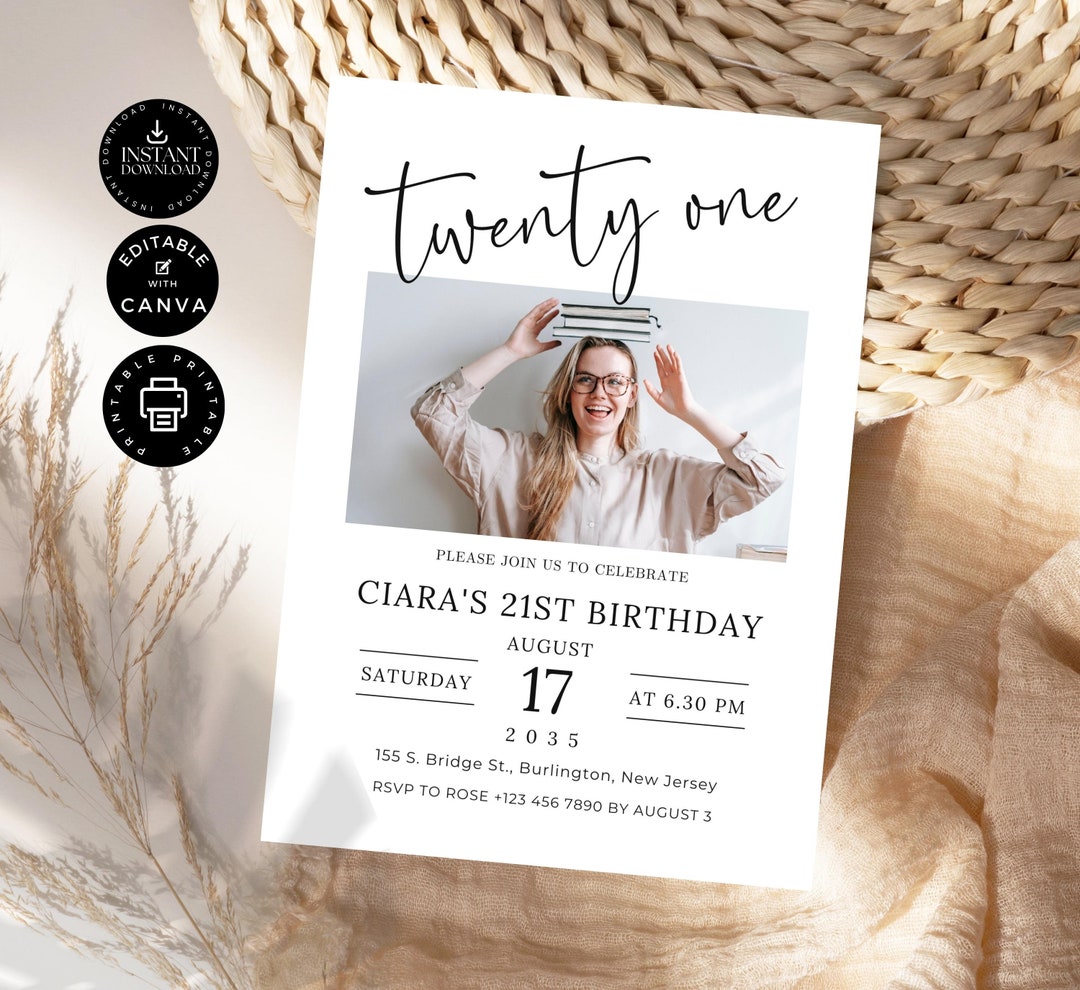 Modern Editable 21st Birthday Party Invitation, Ladies Dinner Party ...