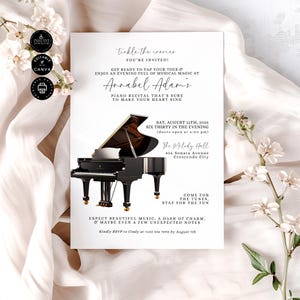 Elegant Piano Recital Invitation Template, Printable Musical Event ...