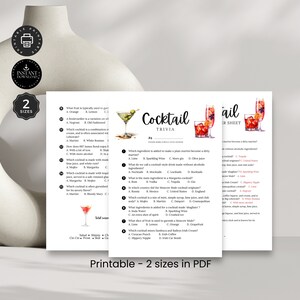 Cocktail Trivia Quiz & Answer, Cocktail Blind Tasting Night, Home Party ...