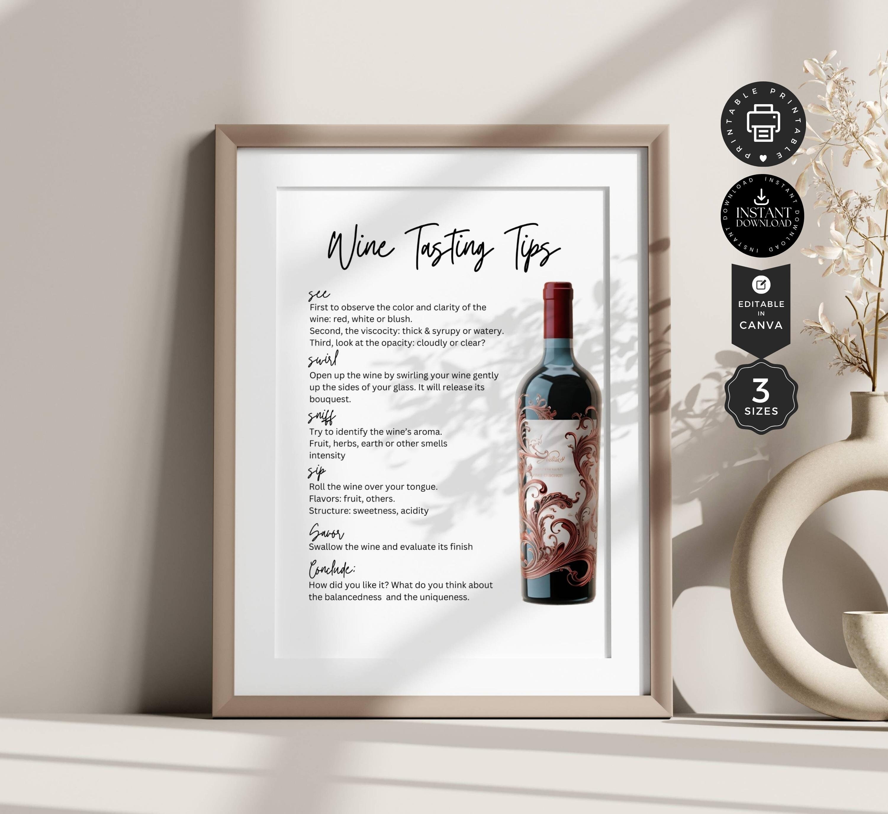 Wine Tasting Sign Printable Template, Wine Tasting Tips, Blind Wine ...