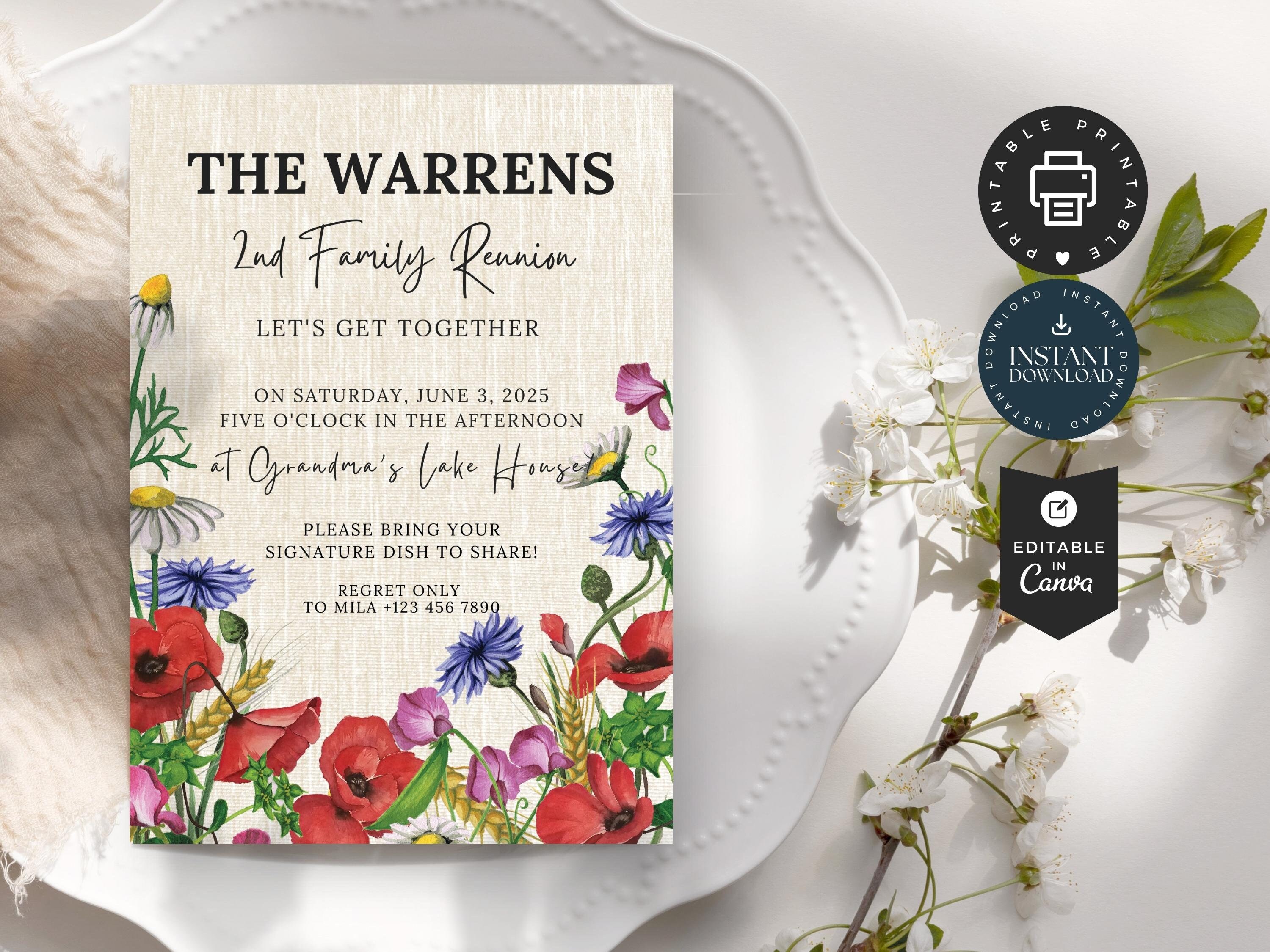 Family Reunion Invitation Template Gathering Party Celebrate - Etsy