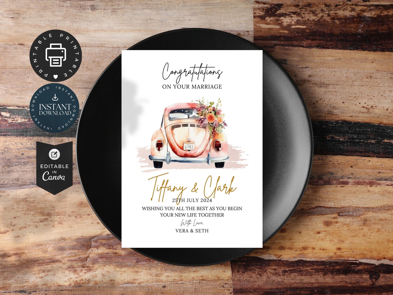 Printable Wedding Card Template, Congratulations on Your Marriage ...