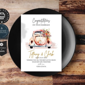 Printable Wedding Card Template, Congratulations on Your Marriage ...