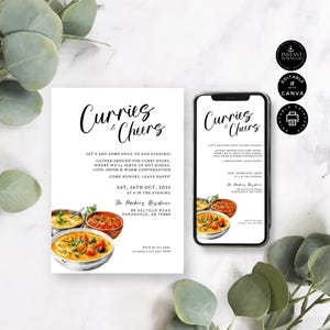 Curry Night Dinner Party Invitation Template, Curry and Cheers ...