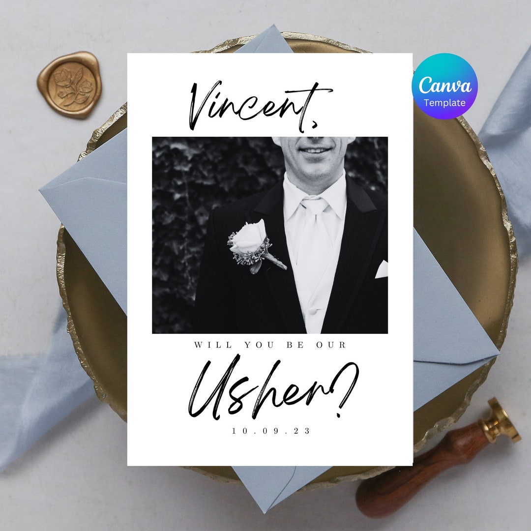 Classic Minimalist Modern Will You Be Our Usher Proposal Card Template ...
