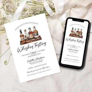 Whiskey Tasting Home Party Invitation Template, Whisky Night Card ...