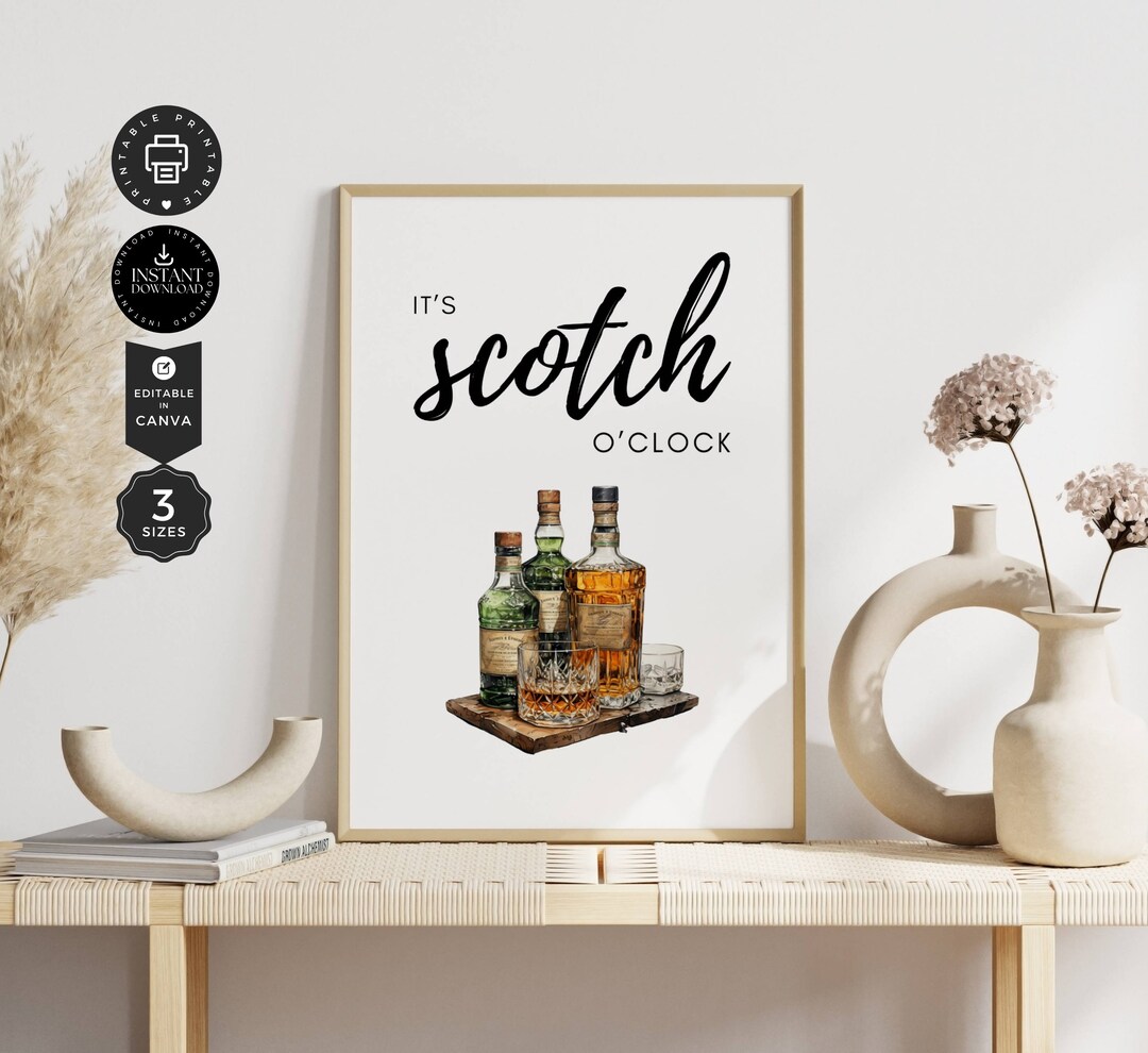 Whisky Scotch Tasting Sign Printable Template, It's Scotch O'clock ...