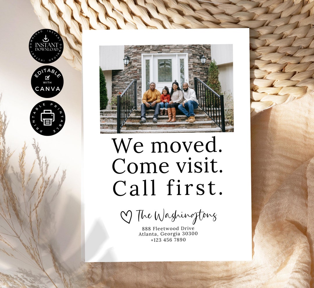 New Home Announcement, Change of Address, We Moved, Come Visit, Call ...