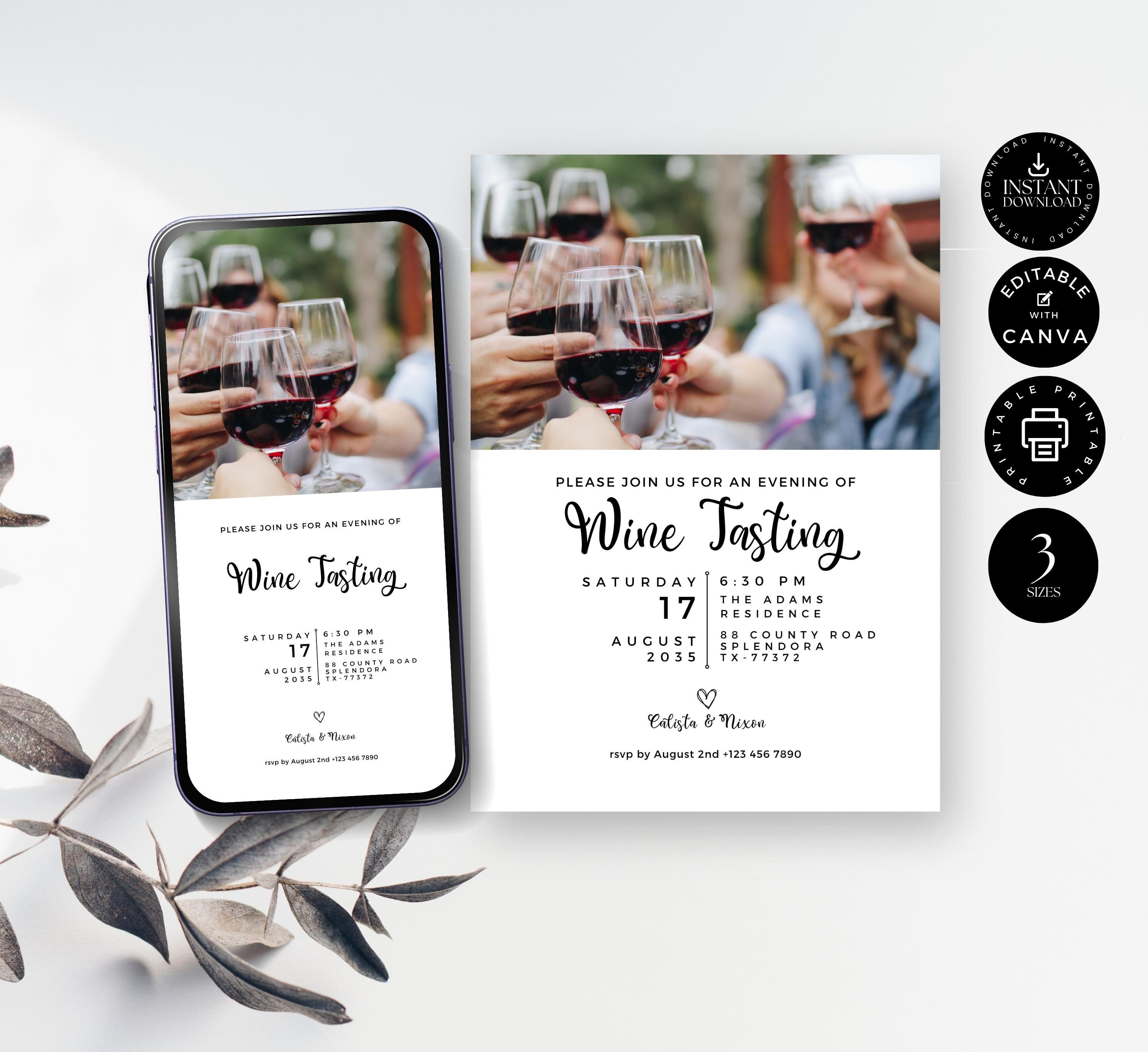 Modern Wine Tasting Invitation Template Blind Wine Tasting - Etsy