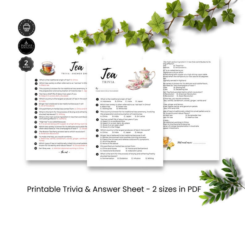 Tea Trivia Quiz & Answer, Tea Party Night, Home Party, Get Together ...