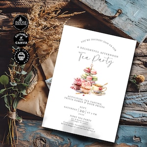 Tea Party Invitation Template, High Tea Tasting Party, Afternoon Tea ...