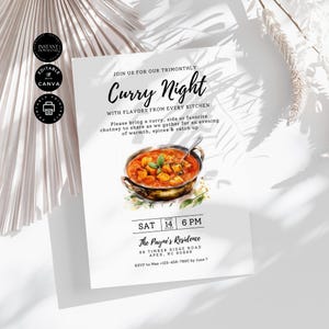 Modèle d'invitation à une soirée dîner au curry, réunion trimestrielle ...