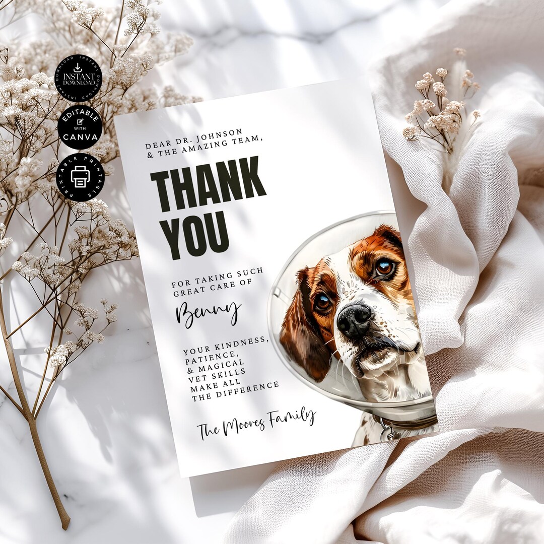 Thank You Card to Veterinarian Template, Pet Loss, Dogs, Cats, Animal ...