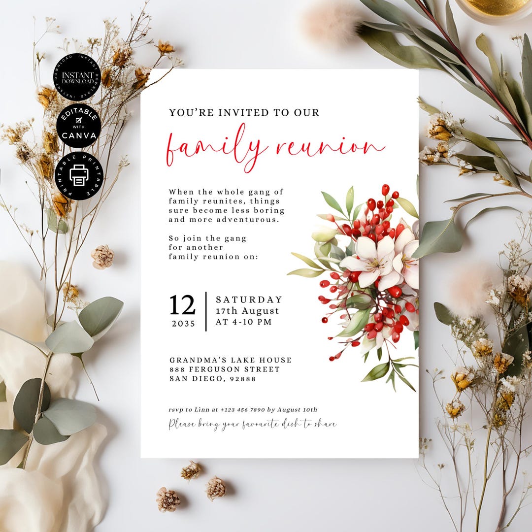 Family Reunion Invitation Template, Gathering Party, Celebrate ...