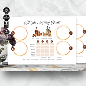 Whiskey Tasting Score Sheets Card Template, Whisky Night, Home Party ...