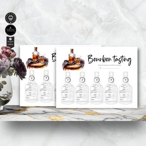 Whiskey Bourbon Tasting Score Sheets Card Template, Bourbon Night ...