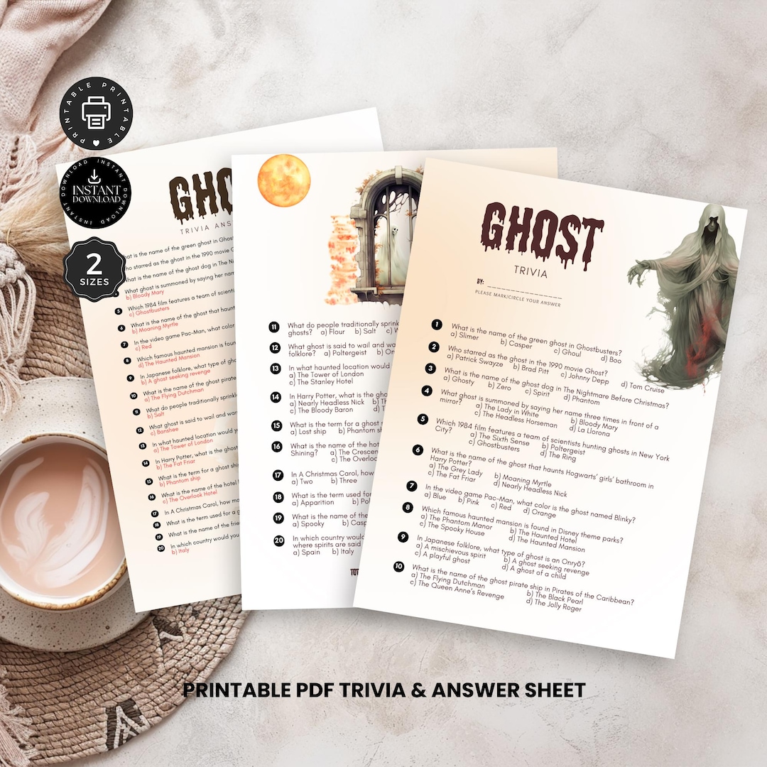 Ghost Trivia Quiz & Answer, Halloween Fun Game Night, Home Party ...