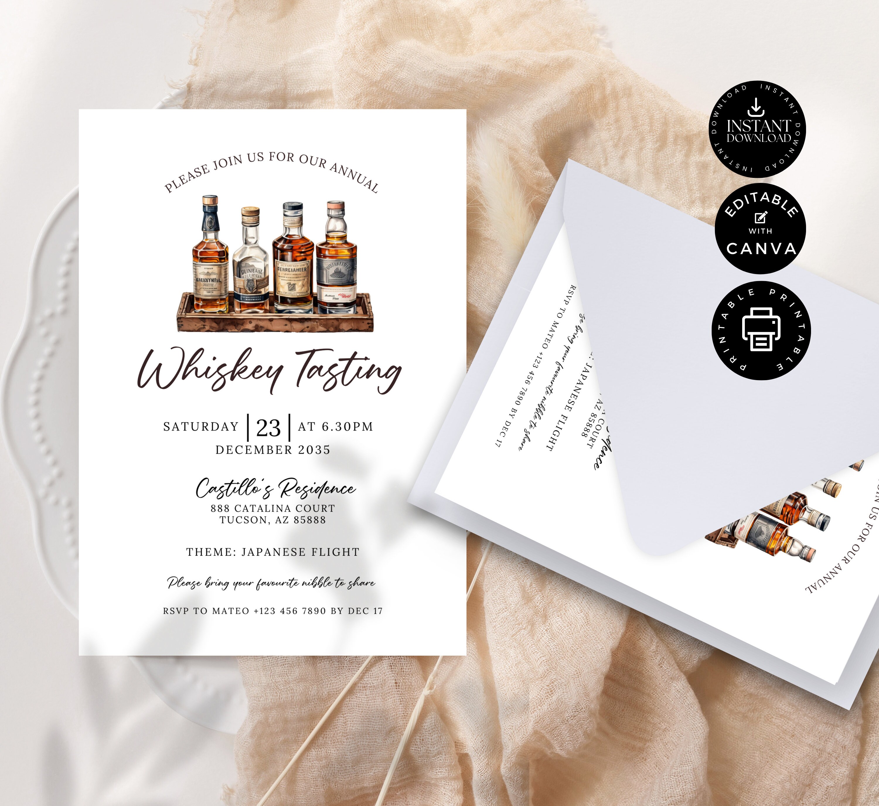 Whiskey Tasting Home Party Invitation Template, Scotch Whisky Night ...