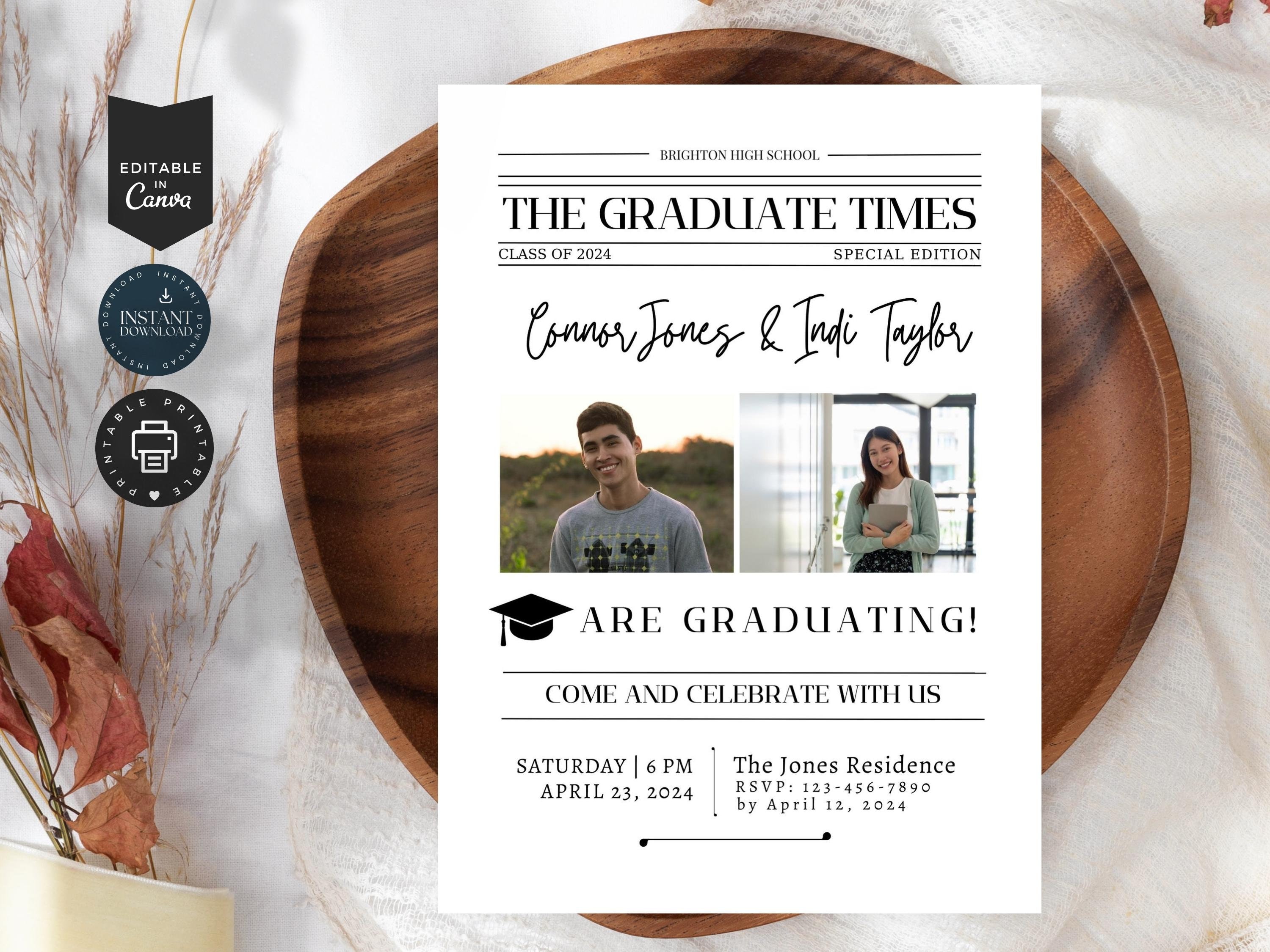 Join Graduate Party Invitation Printable Newspaper Invite - Etsy