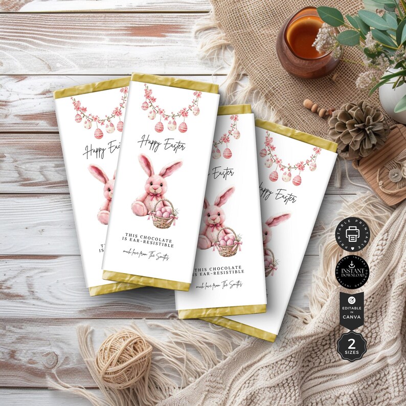 Easter Chocolate Wrapper Template, Candy Bars, Customize Printable Choc ...