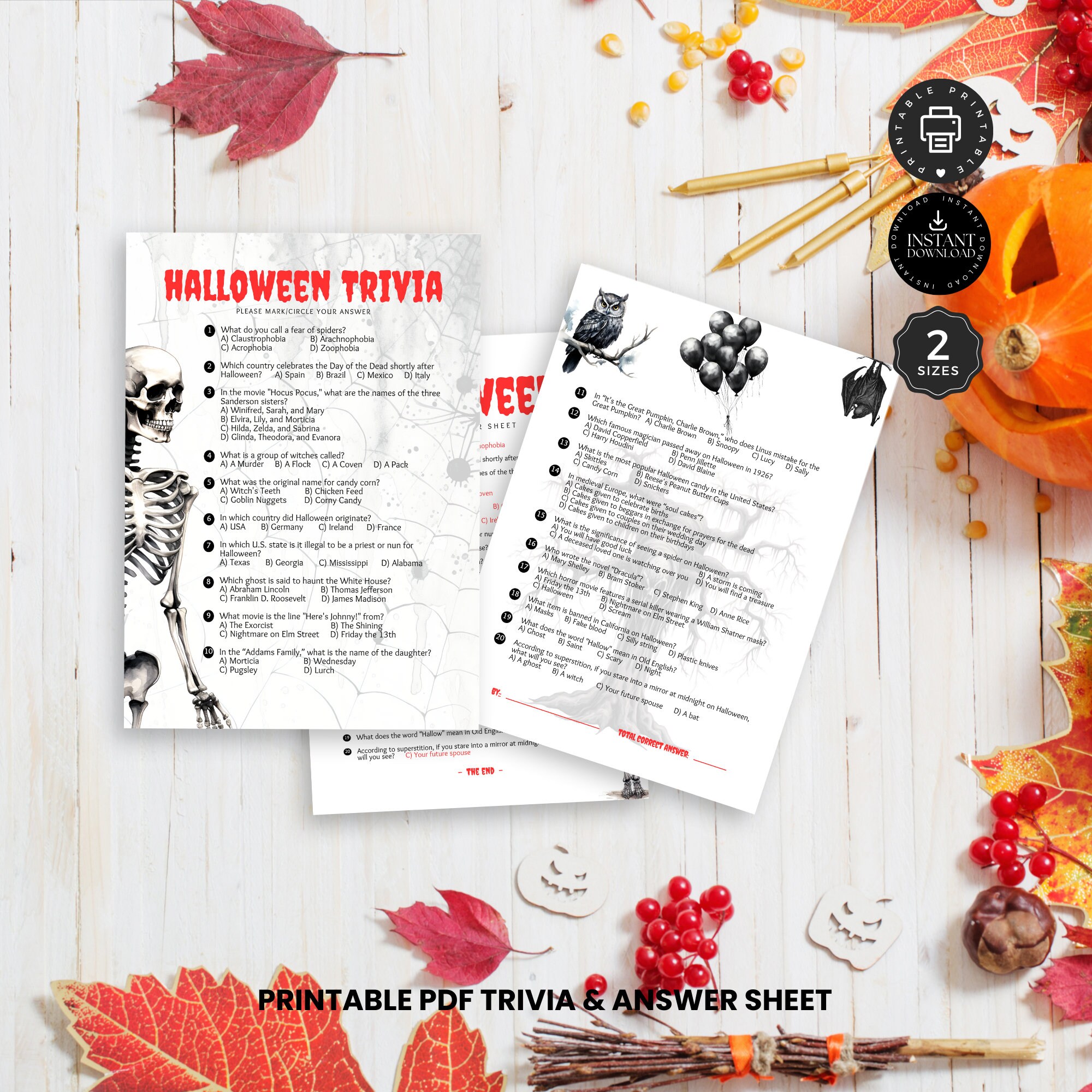 Halloween Party Editable Trivia Questions & Answer, Quiz Template ...