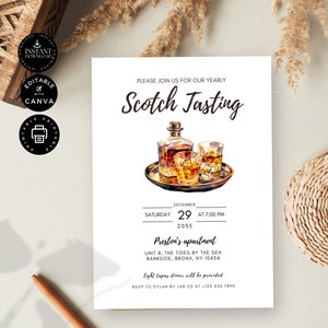 Whisky Scotch Tasting Invitation Template, Scotch Night, Blind Whiskey ...