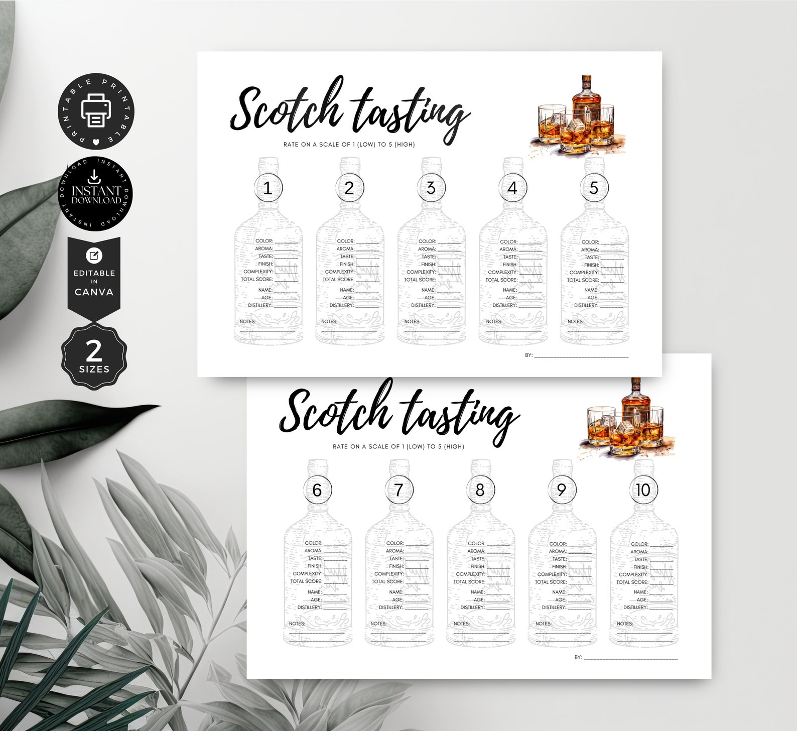 Whisky Scotch Tasting Score Sheets Card Template, Scotch Night ...