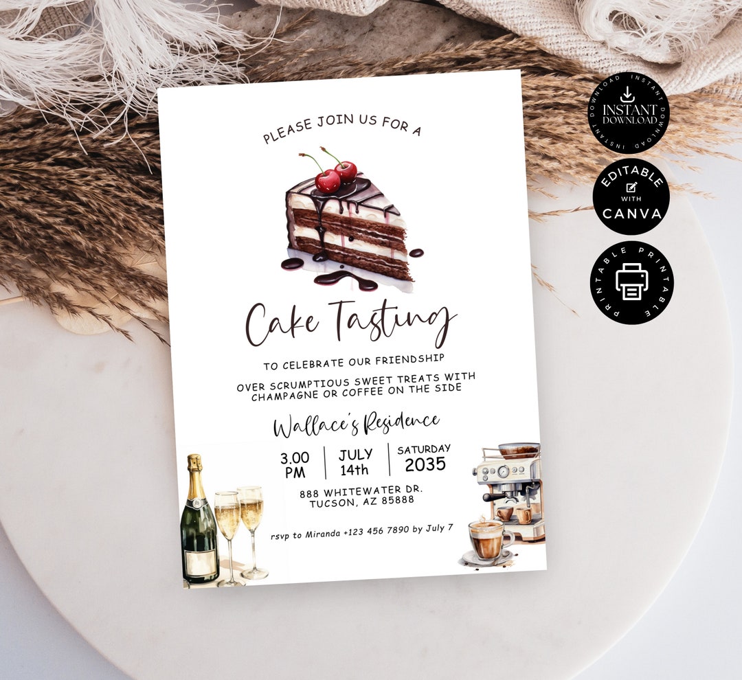 Cake Tasting Invitation Template, Home Cake Party, Sweet Cake Tasting ...