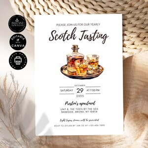 Whisky Scotch Tasting Invitation Template, Scotch Night, Blind Whiskey ...
