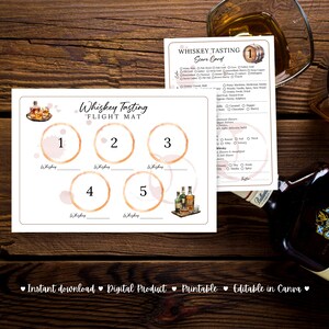 Whiskey Tasting Score Card & Flight Mat Template, Whisky Night, Home ...