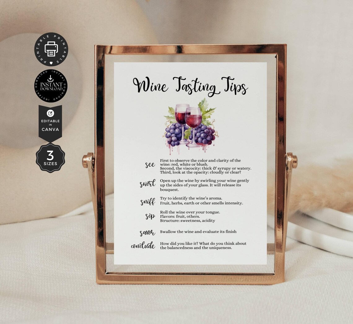 Wine Tasting Sign Printable Template, Wine Tasting Tips, Blind Wine ...