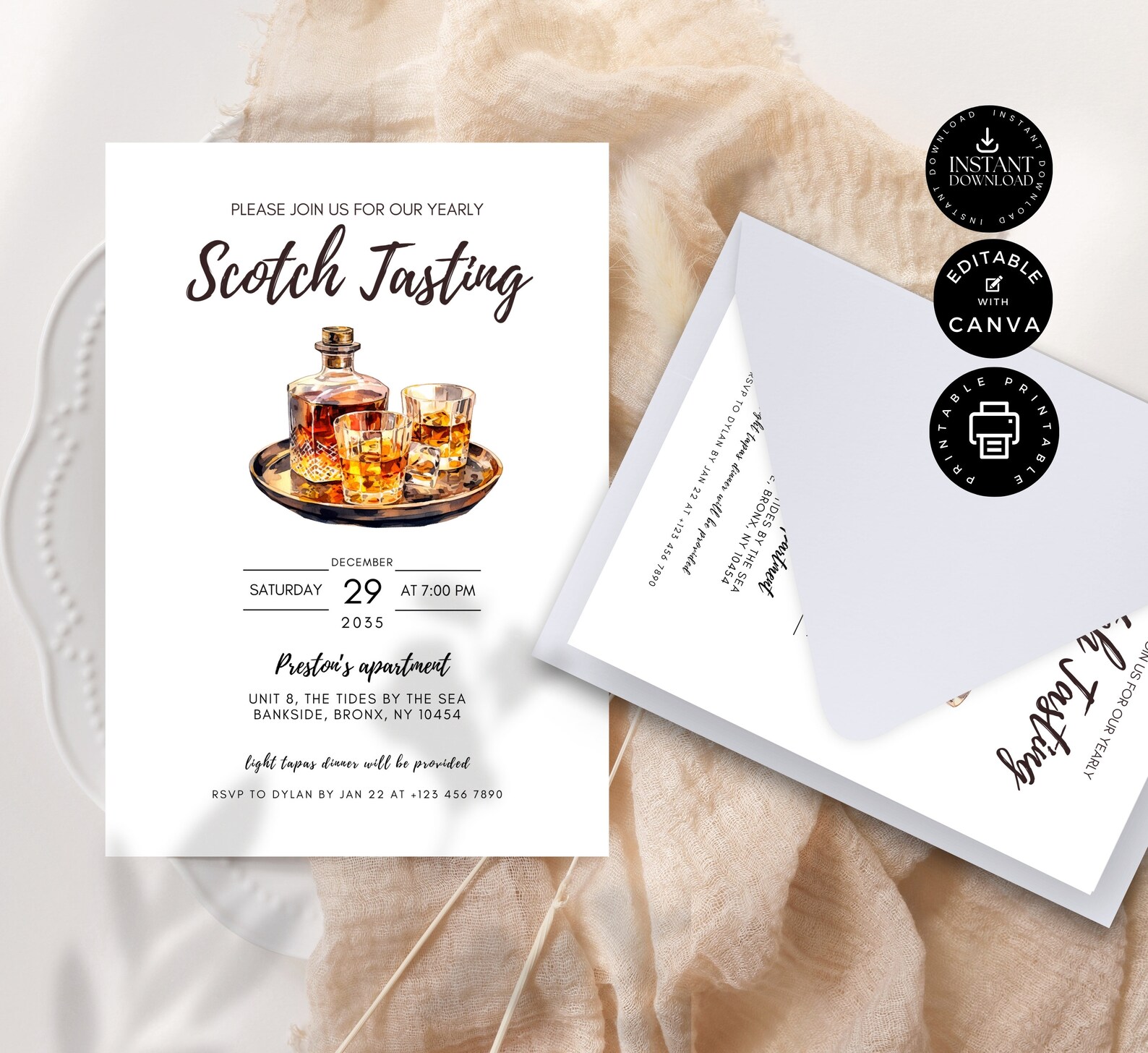 Whisky Scotch Tasting Invitation Template, Scotch Night, Blind Whiskey ...