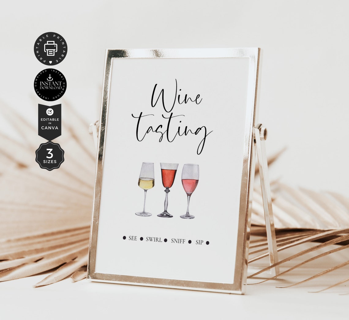 Wine Tasting Sign Printable Template Blind Wine Tasting - Etsy