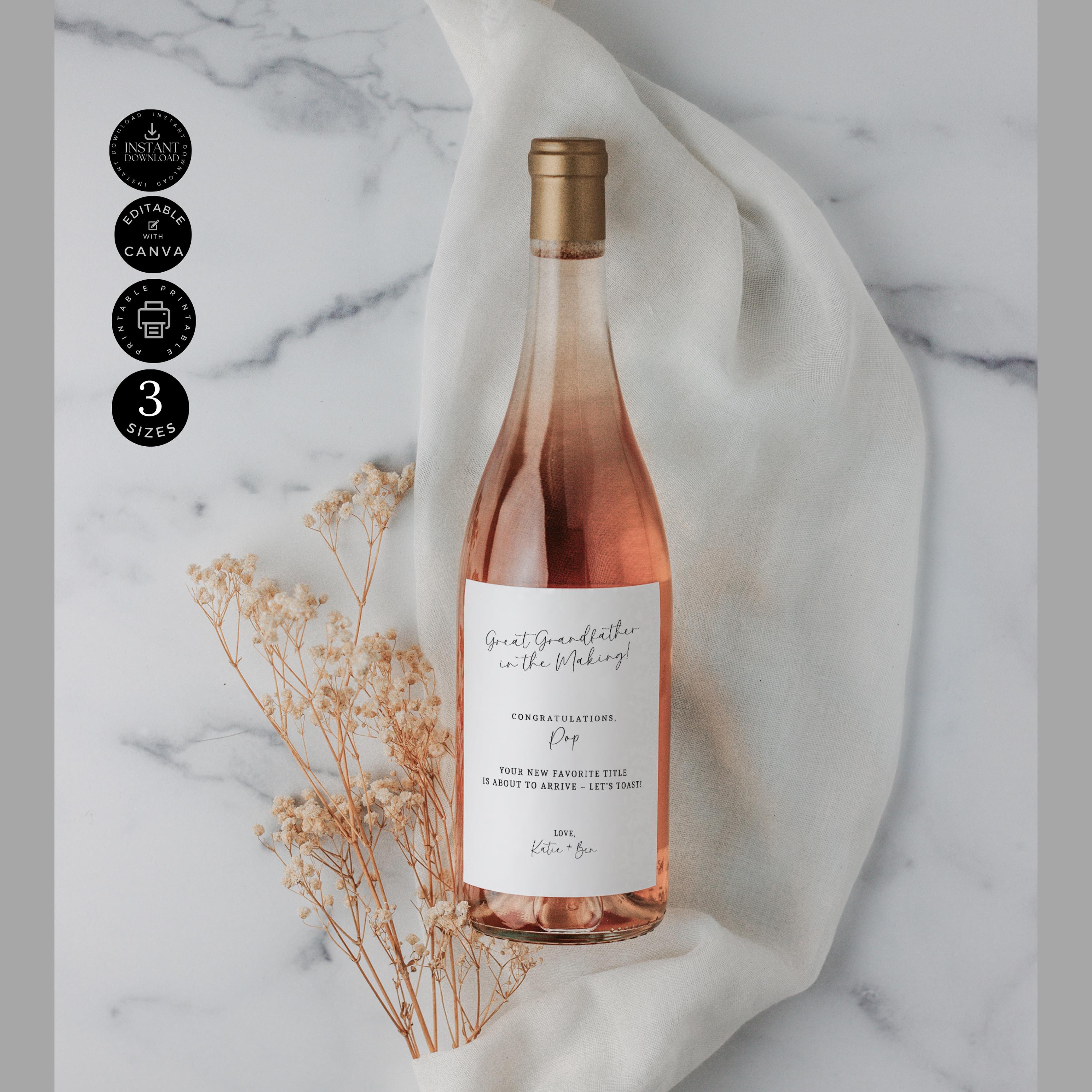 Editable Wine Champagne Bottle Label Template, Pregnancy Announcement ...