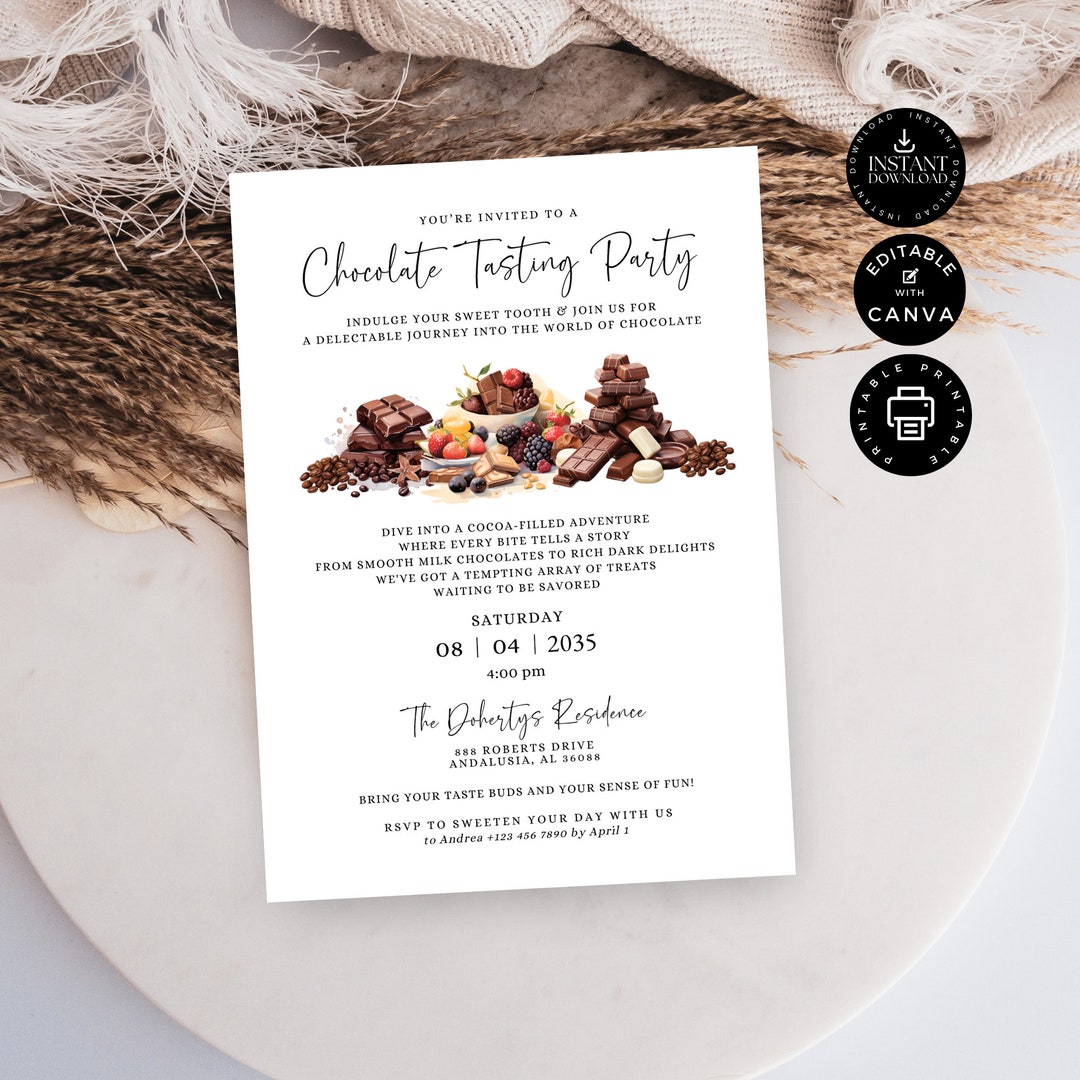 Chocolate Tasting Party Invitation Template, Home Party Invite ...