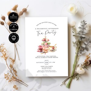 Tea Party Invitation Template, High Tea Tasting Party, Afternoon Tea ...