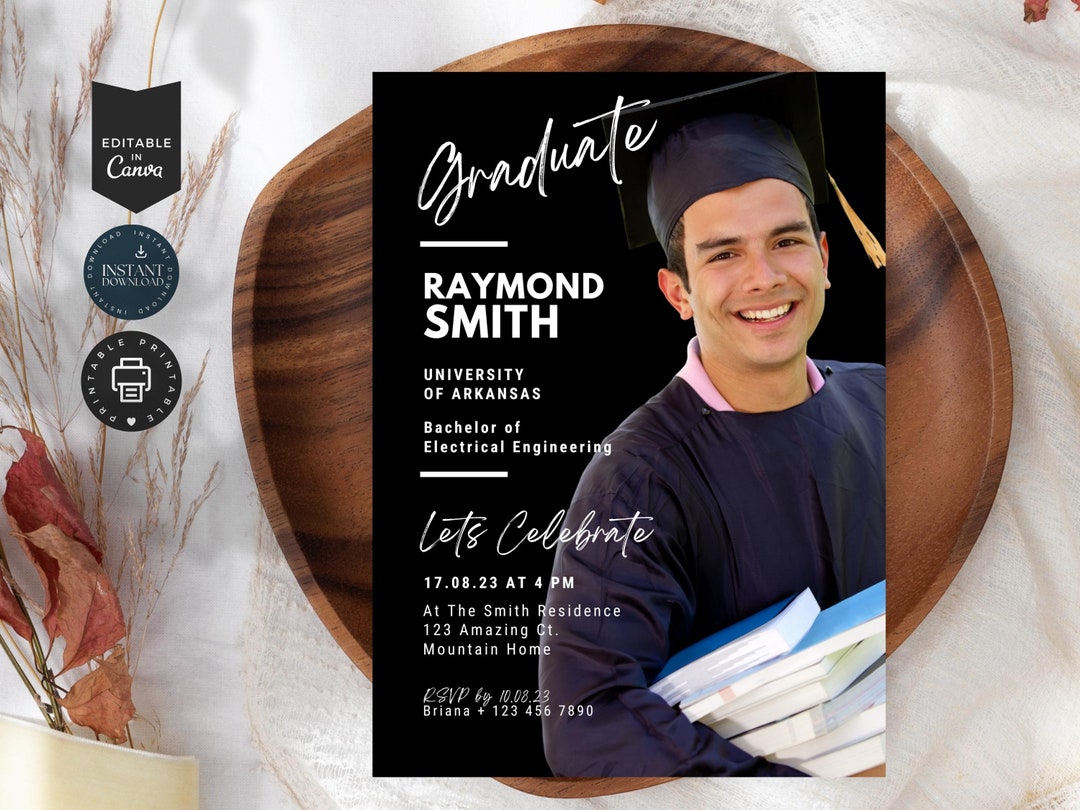 Boys College Graduation Party Invitation Template Class of - Etsy