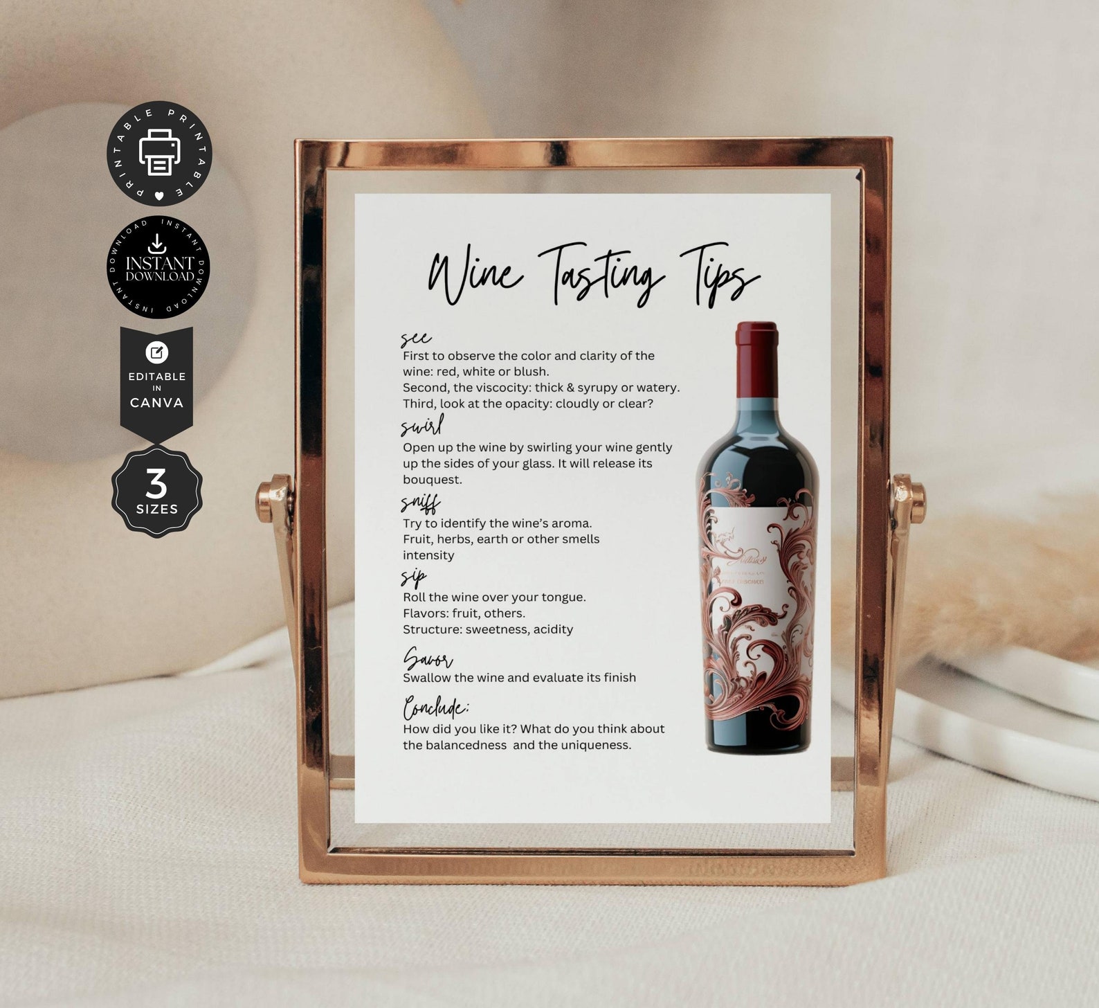 Wine Tasting Sign Printable Template, Wine Tasting Tips, Blind Wine ...