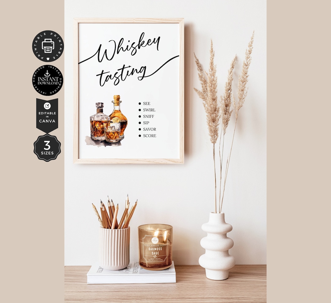 Whiskey Tasting Sign Printable Template, Whisky Scotch Home Party ...