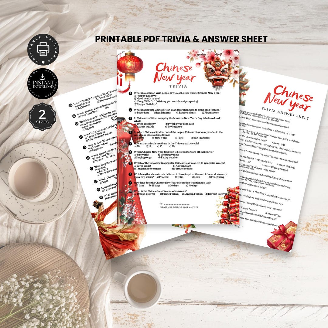 Chinese New Year Trivia Quiz & Answer, Lunar New Year Party Game ...