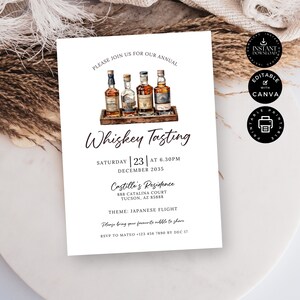 Whiskey Tasting Home Party Invitation Template, Scotch Whisky Night ...