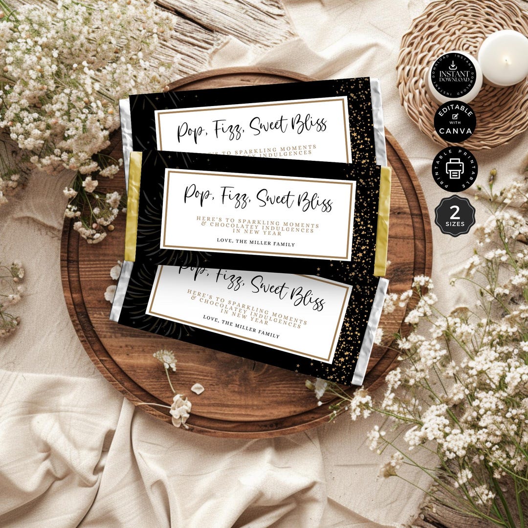 New Year's Chocolate Candy Wrapper Template, Candy Bar, Hershey & Aldi ...