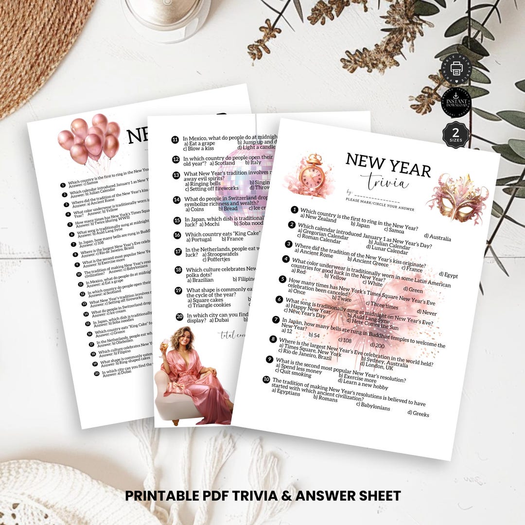 New Year Trivia Quiz & Answer, Fun Party Game, New Year's Eve Party ...