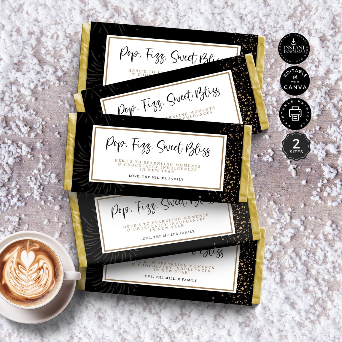 New Year's Chocolate Candy Wrapper Template, Candy Bar, Hershey & Aldi ...