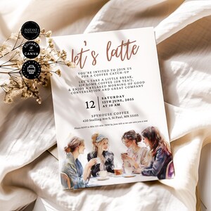 Ladies' Coffee Catch-up Invitation, Editable Girls Coffee Date Template ...