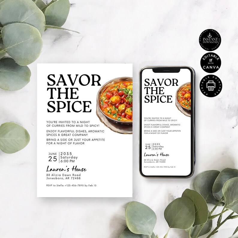 Curry Night Dinner Party Invitation Template: Savor the Spice (digital ...