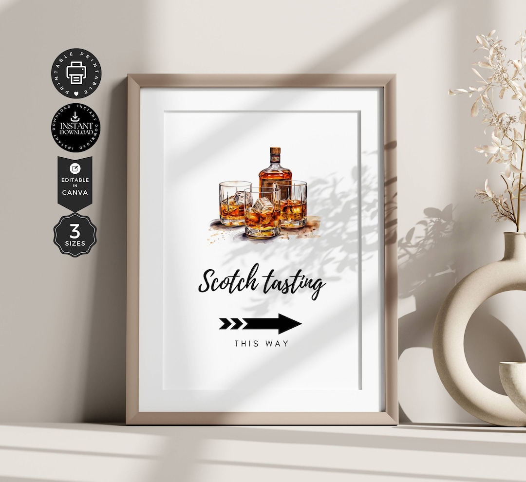 Whisky Scotch Tasting Sign Printable Template, This Way Sign Decor ...