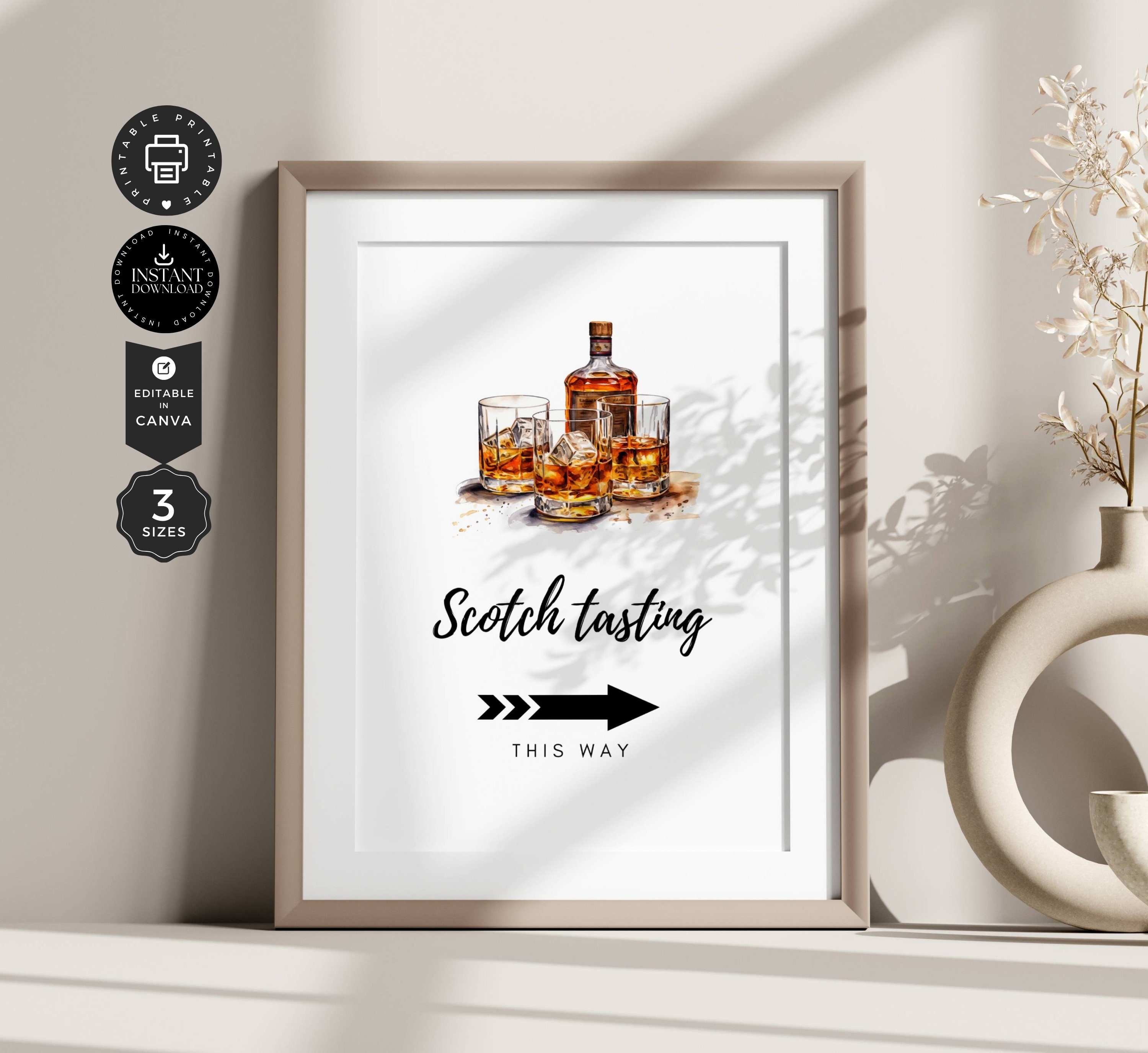 Whisky Scotch Tasting Sign Printable Template, This Way Sign Decor ...