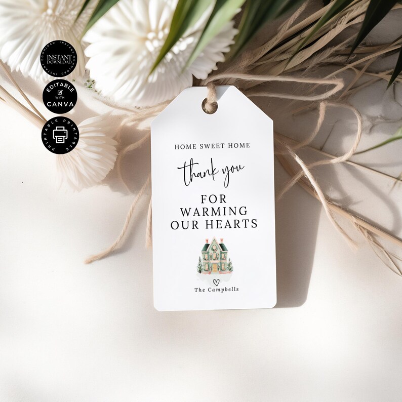 Housewarming Party Thank You Tag Template, Gift Favor, DIY Home Party ...